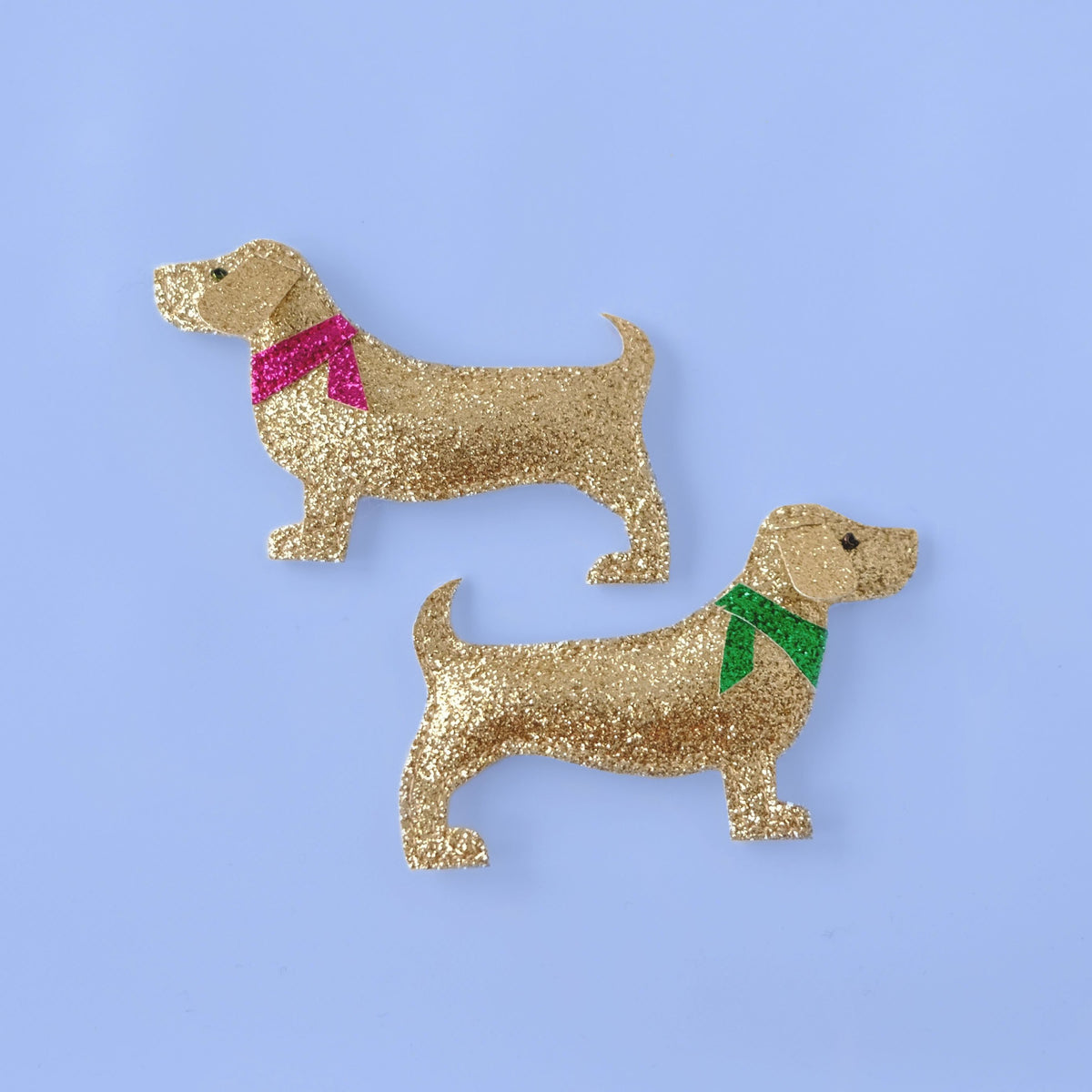 Wiener Dog with Green Necktie Hair Clip | doodle.lidoo